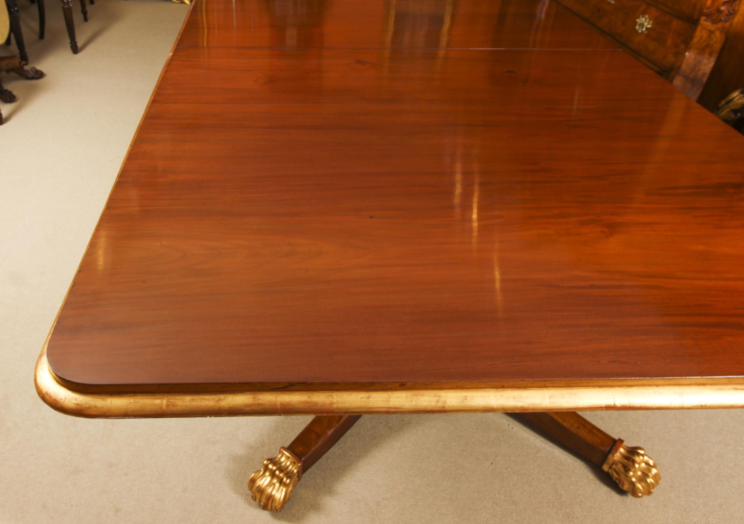 Antique Irish Regency Twin Pillar Mahogany Parcel-Gilt Dining Table ...