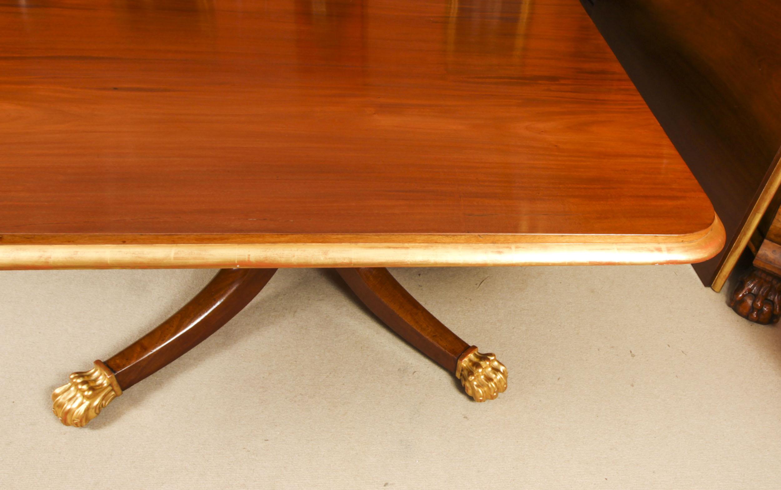 Antique Irish Regency Twin Pillar Mahogany Parcel-Gilt Dining Table ...