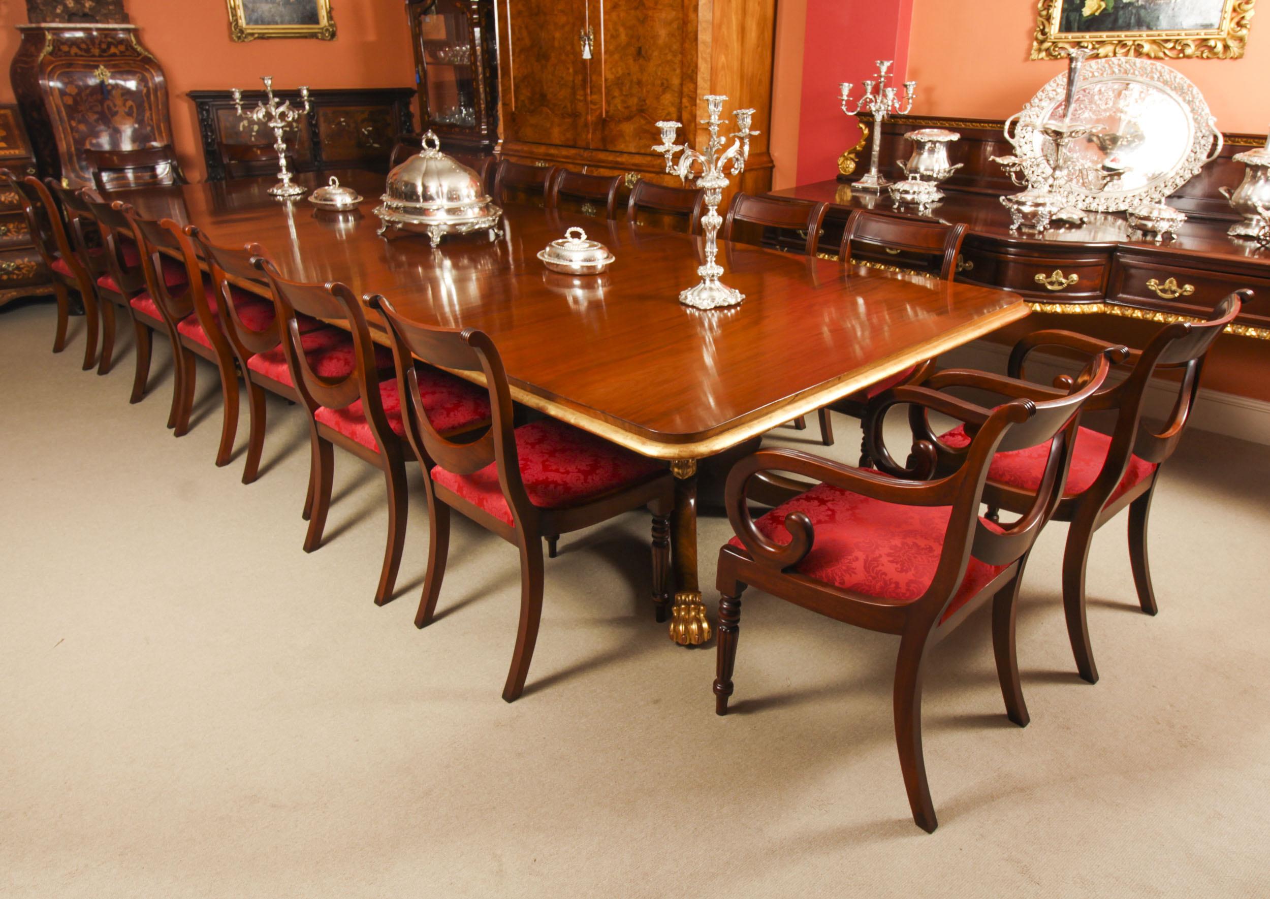 Antique Irish Regency Twin Pillar Mahogany Parcel-Gilt Dining Table ...