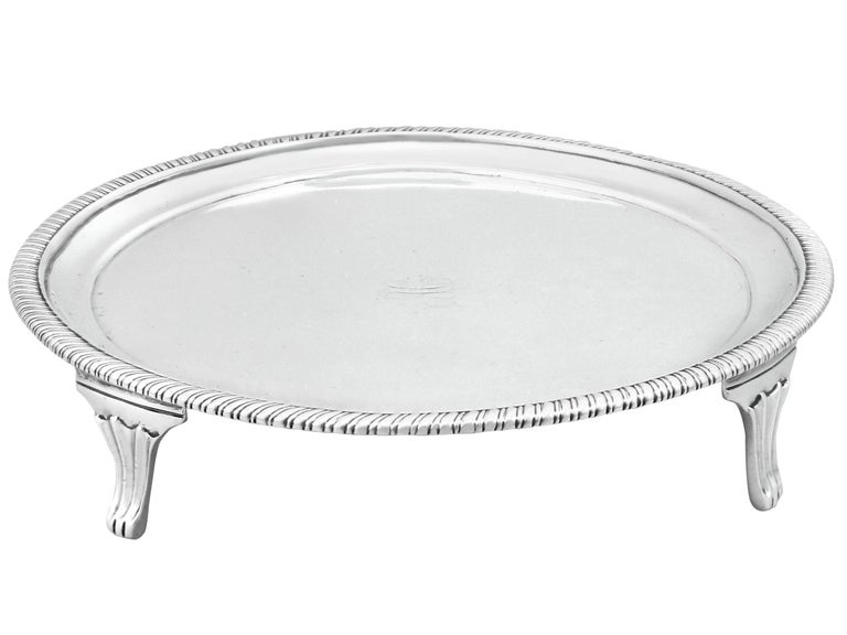 Antique Irish Sterling Silver Teapot Stand / Waiter For Sale at 1stDibs