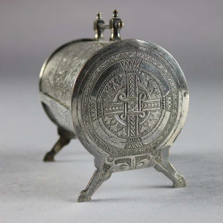Antique Irish Victorian Silver Plate Felt Lined and Footed Casket ...