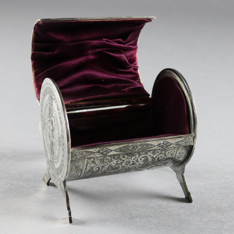 Antique Irish Victorian Silver Plate Felt Lined and Footed Casket ...