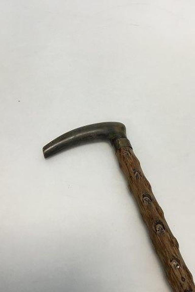 Antique Irish Walking Stick w. Head of Carved Antler Horn and Shaft of ...