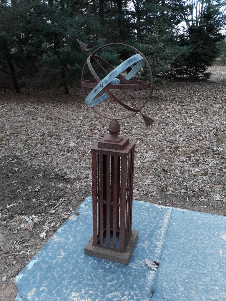 Antique Iron and Bronze Armillary Garden Sculpture, Early 20th Century ...