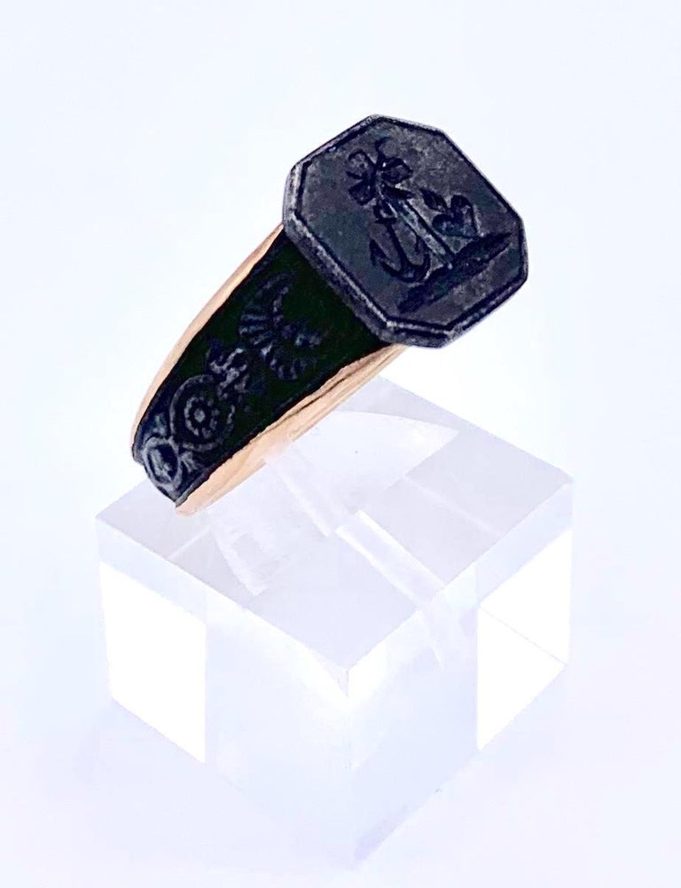 Antique Iron Gold Signet Ring Faith Hope Charity at 1stDibs | faith ...