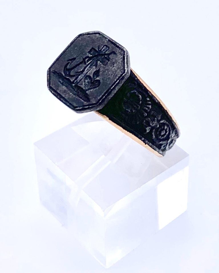 Antique Iron Gold Signet Ring Faith Hope Charity at 1stDibs | faith ...