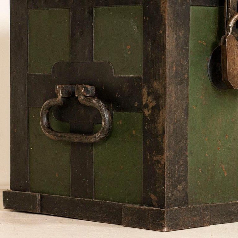 Antique Iron Lock Box or Safe with Original Padlocks and Keys, Unique ...