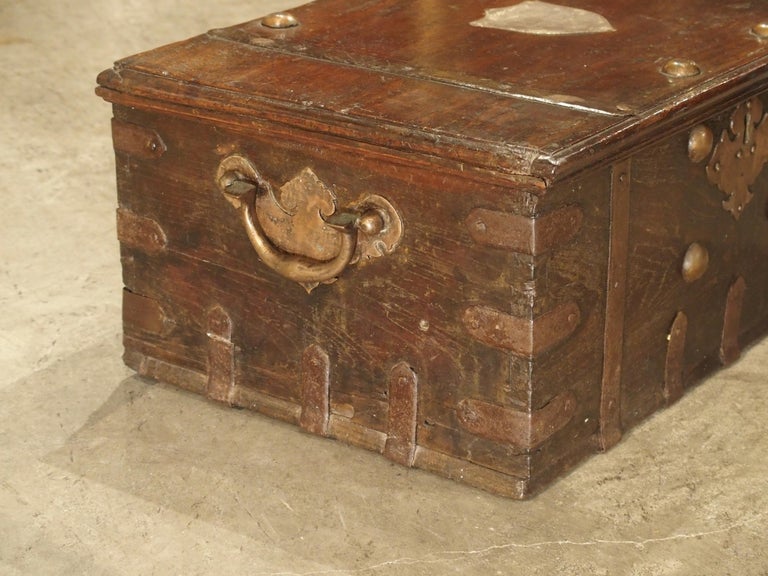 Antique Iron Mounted Mahogany Trunk with Copper Handles, 19th Century ...