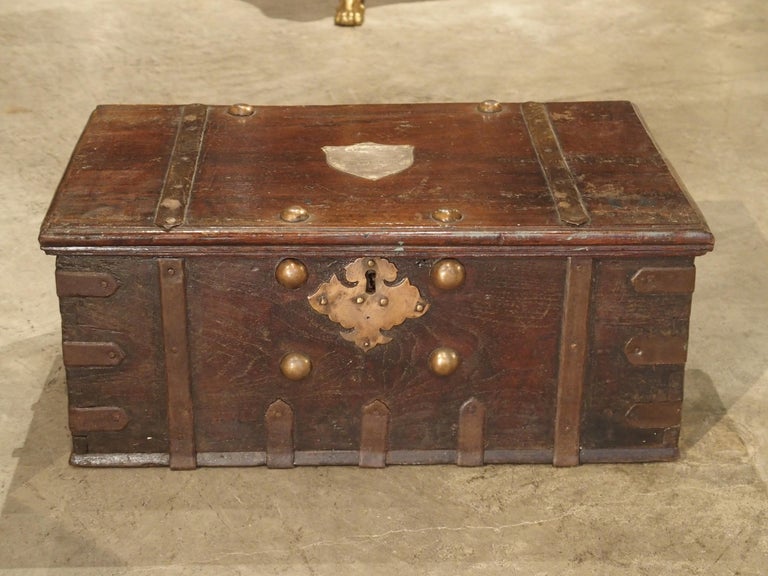 Antique Iron Mounted Mahogany Trunk with Copper Handles, 19th Century ...