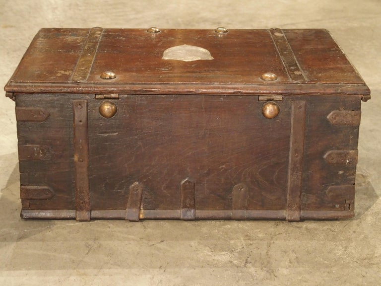 Antique Iron Mounted Mahogany Trunk with Copper Handles, 19th Century ...