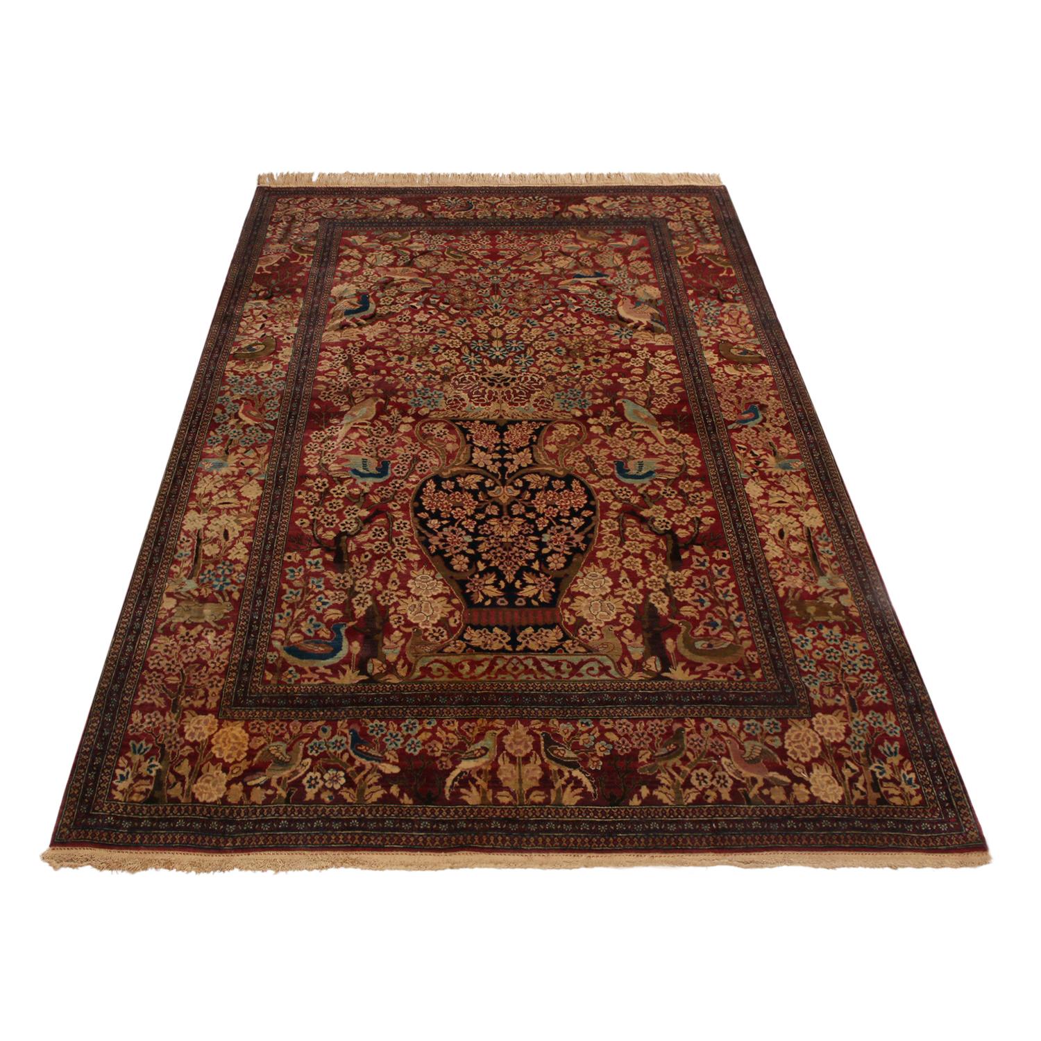 Antique Isfahan Burgundy and Golden-Beige Wool Persian Rug at 1stDibs ...