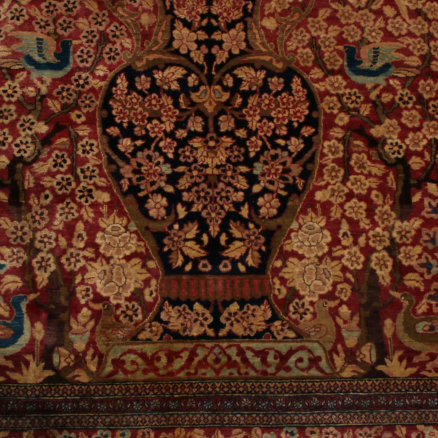 Antique Isfahan Burgundy and Golden-Beige Wool Persian Rug at 1stDibs ...