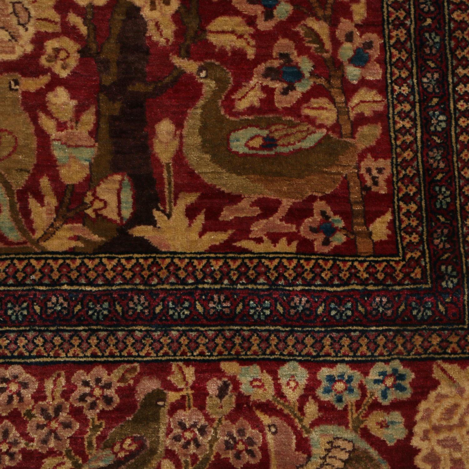 Antique Isfahan Burgundy and Golden-Beige Wool Persian Rug at 1stDibs ...