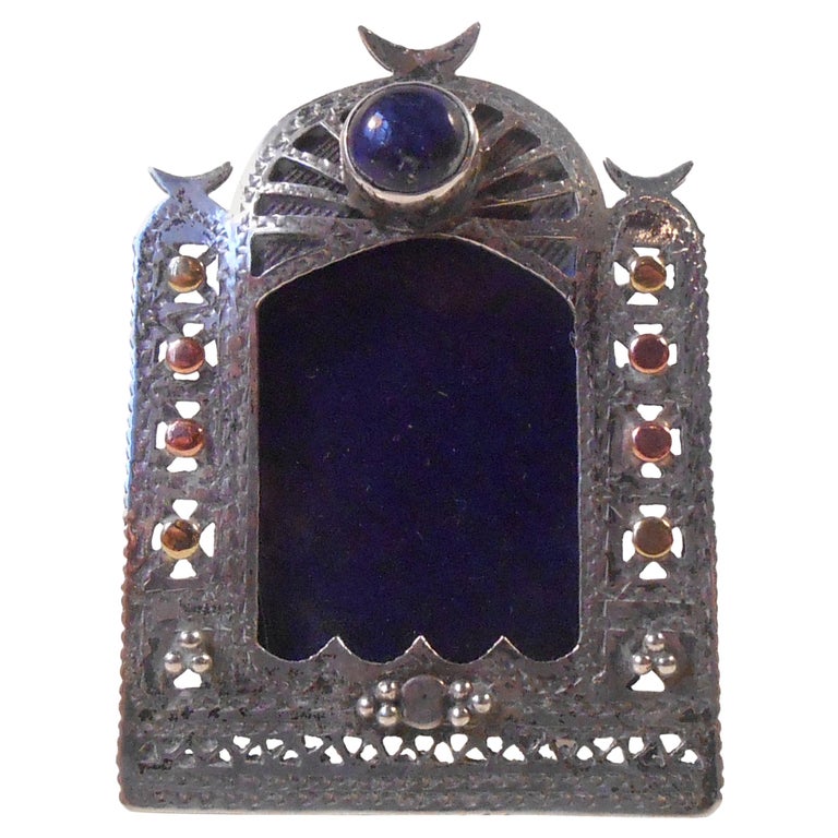 Antique Islamic Miniature Silver Frame with Bloodstone Rose, White and ...