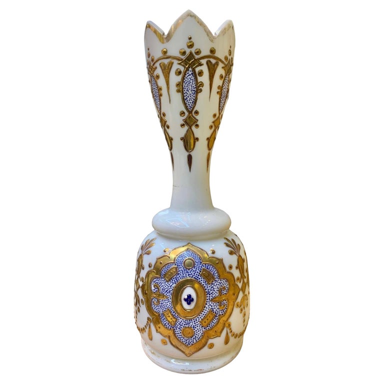 Antique Islamic Opaline Enamelled Vase, 19th Century For Sale at 1stDibs