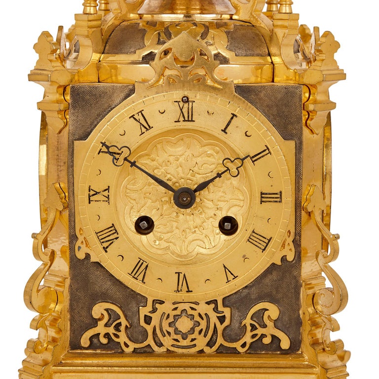 Antique Islamic Style Silvered and Gilt Bronze Clock by Charles Oudin ...