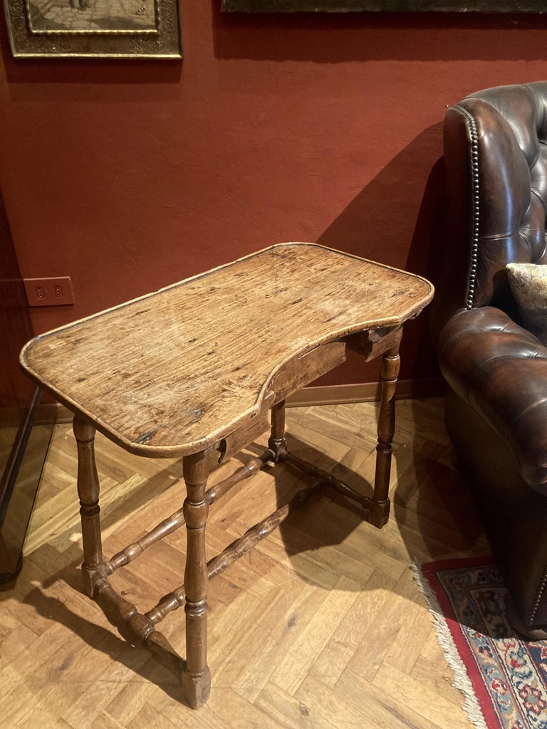Antique Italian 18th Century Rustic Baroque Wood Side Table with Turned ...