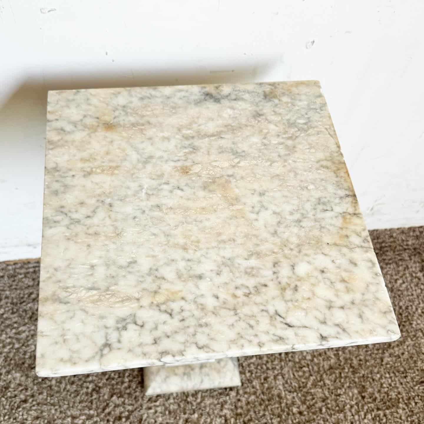 Antique Italian Alabaster Square Top Side Table For Sale at 1stDibs