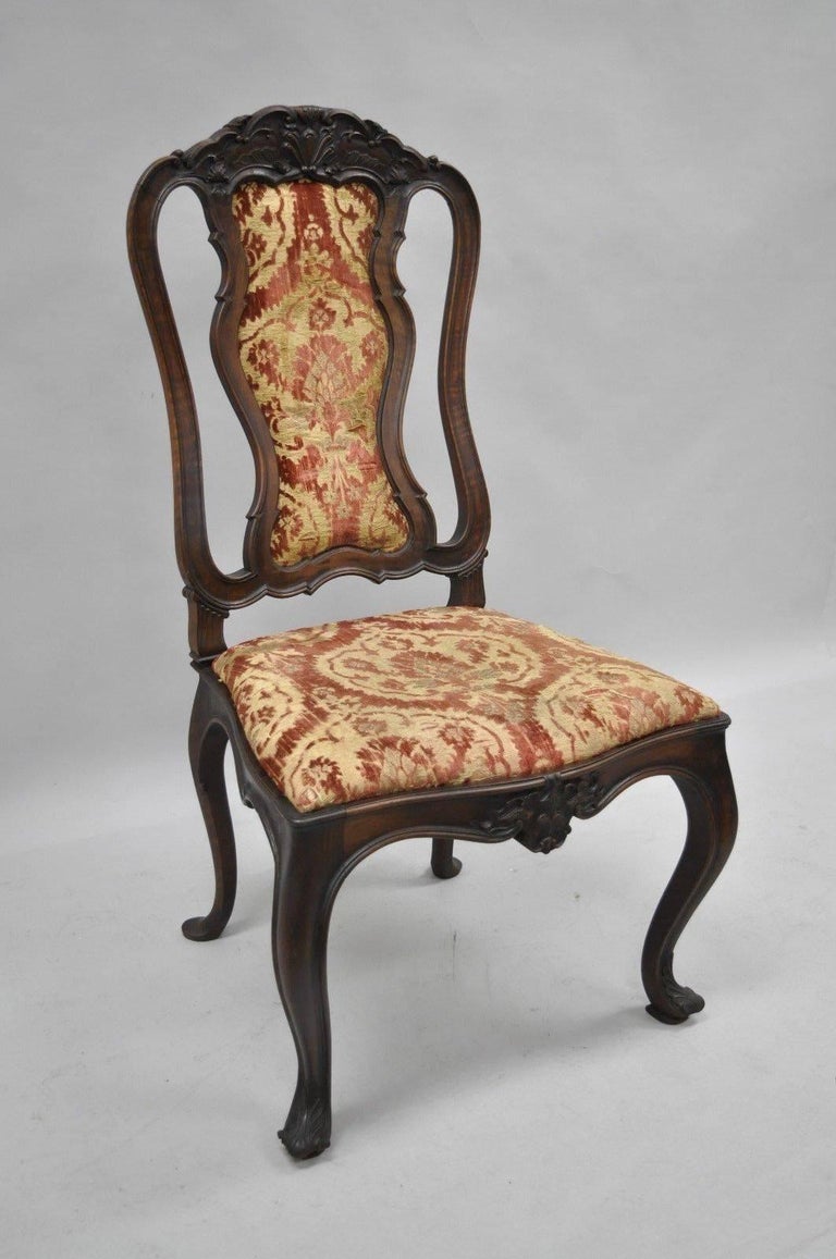 Set of Six Antique Italian Baroque Carved Walnut French Style Dining ...