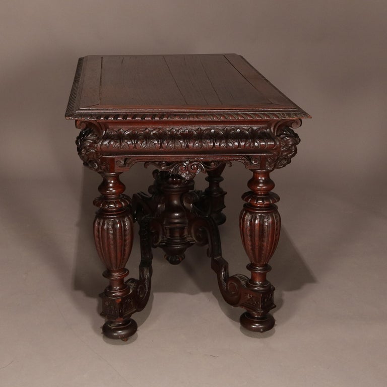 Antique Italian Baroque Hand Carved Figural Mahogany Library Table ...