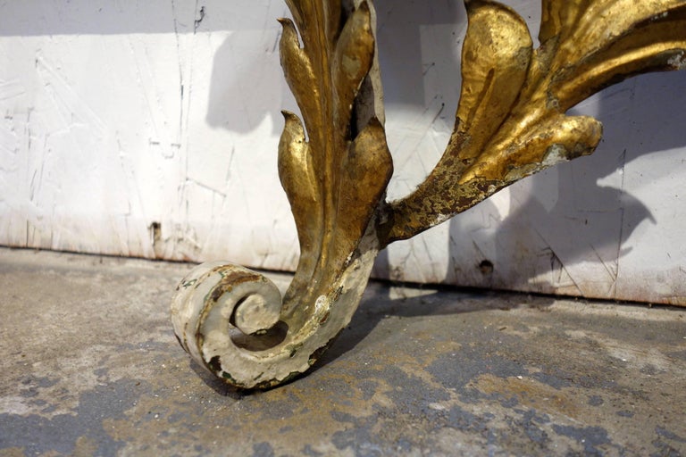 Antique Italian Baroque Iron Painted and Gilded Console Table with ...