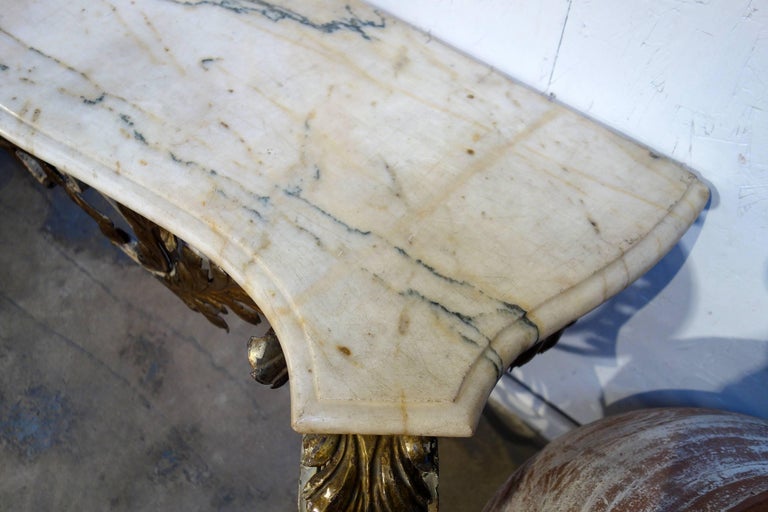 Antique Italian Baroque Iron Painted and Gilded Console Table with ...