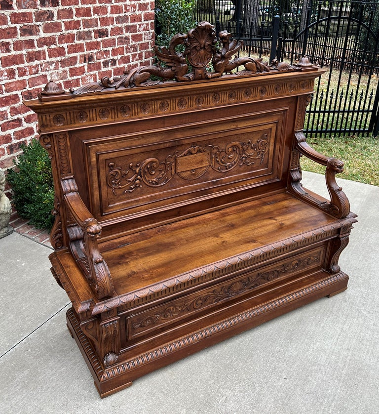 Antique Italian Bench Settee Entry Hall Foyer Renaissance Revival ...