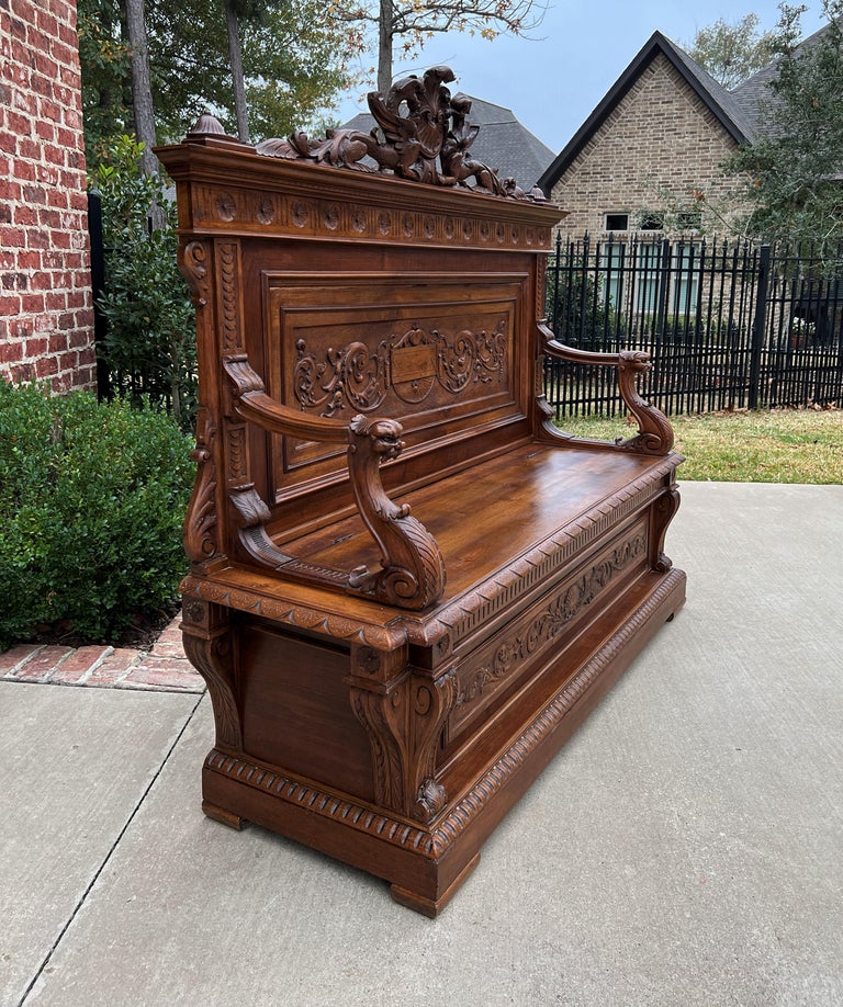 Antique Italian Bench Settee Entry Hall Foyer Renaissance Revival ...