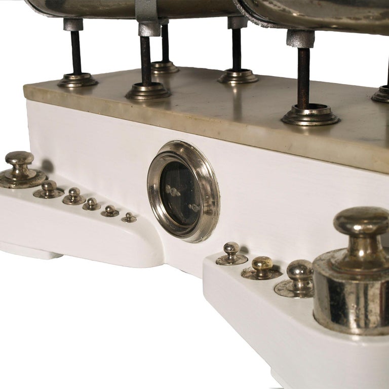 Antique Italian Bench Weight Scale, Chromed Brass and Lacquered Wood ...