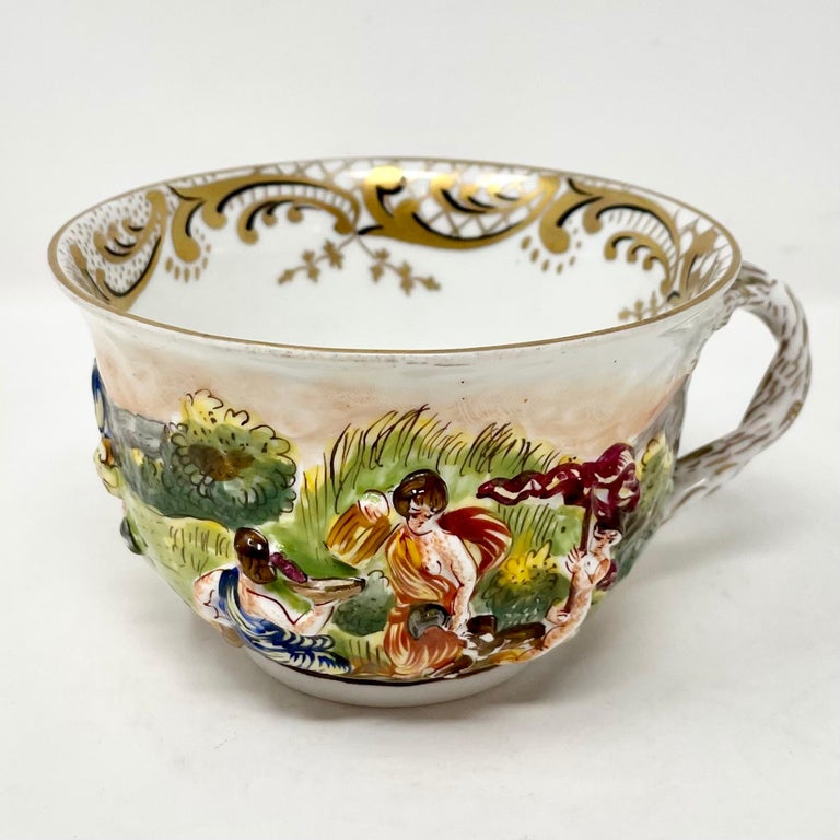 Antique Italian Capo di Monte Porcelain Cup and Saucer, Circa 1870s ...