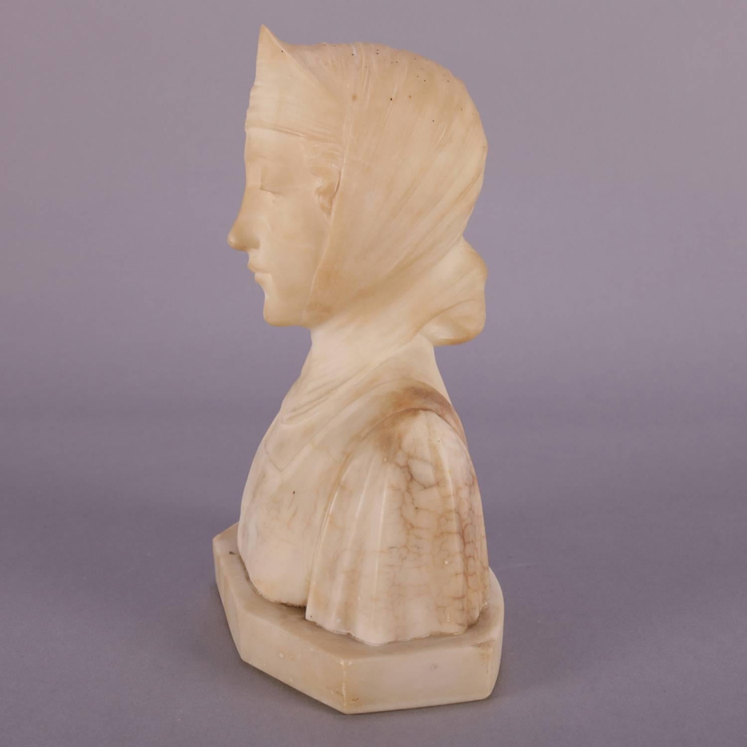 Antique Italian Carved Alabaster Portrait Bust Sculpture Dante's ...