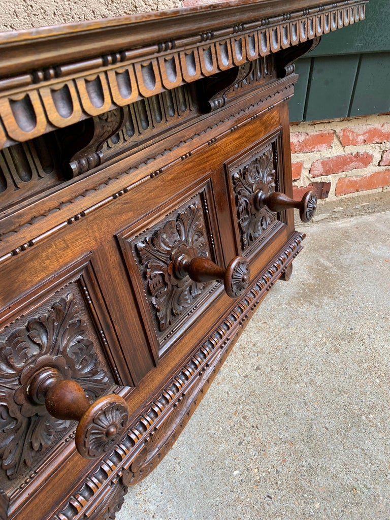 Antique Italian Carved Oak Renaissance Revival Wall Hanging Shelf Coat ...