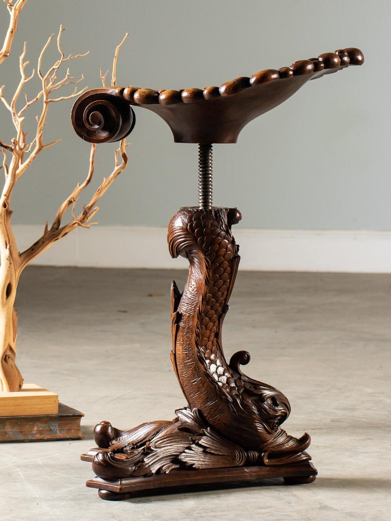 Antique Italian Carved Walnut Dolphin Piano Bench Stool, circa 1875 at ...