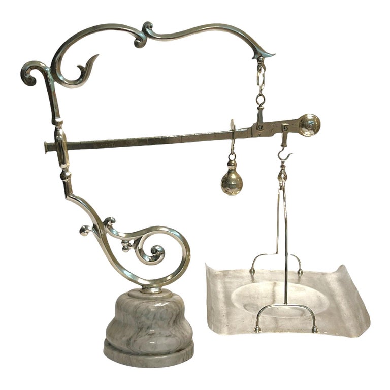 Antique Italian Chrome Plated Brass and Marble Merchant Scale For Sale ...