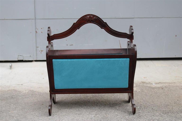 Antique Italian Classic Carved Walnut Magazine Rack Blue Velvet ...