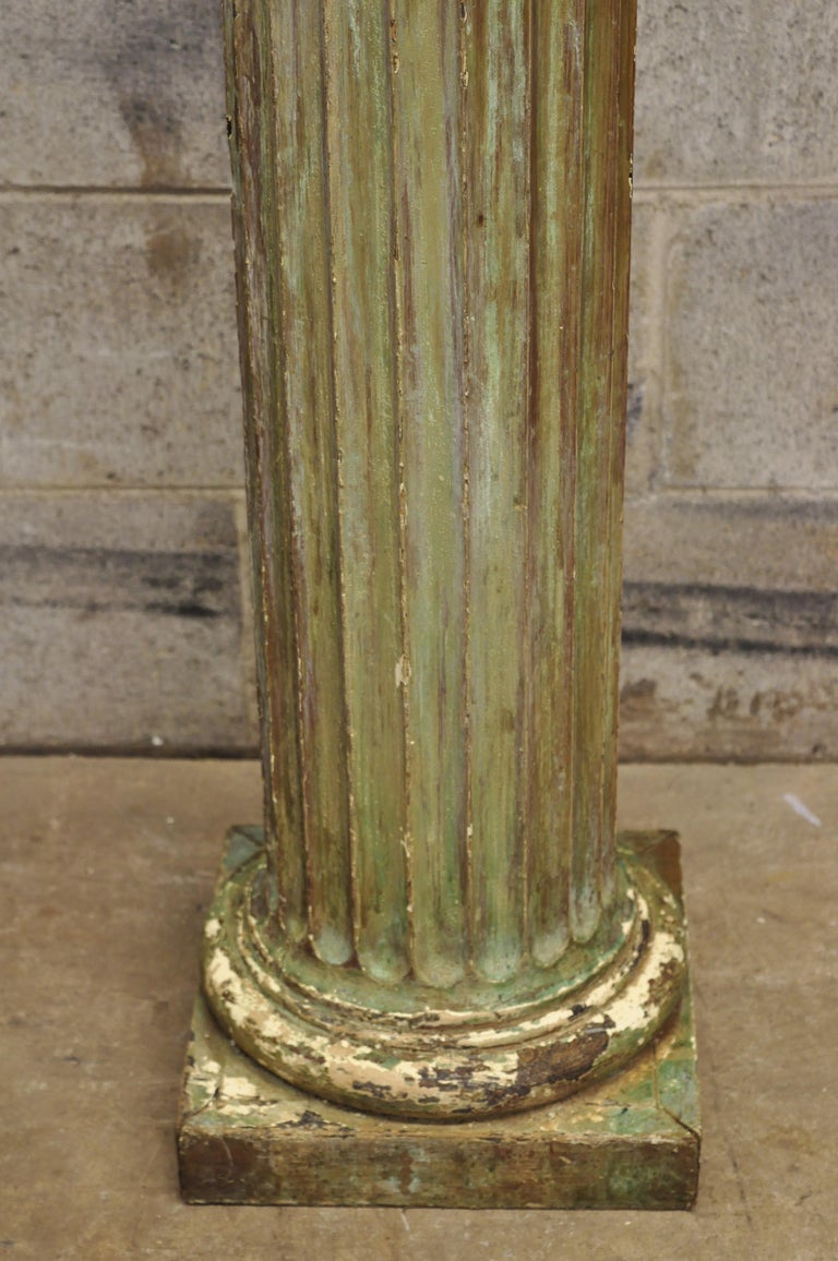 Antique Italian Classical Carved Wood Column Distressed Gold Pedestal ...