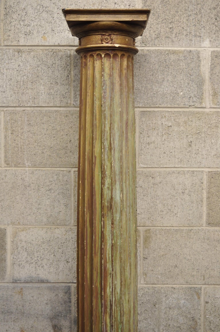 Antique Italian Classical Carved Wood Column Distressed Gold Pedestal ...