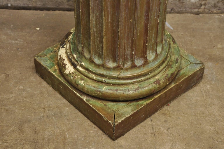 Antique Italian Classical Carved Wood Column Distressed Gold Pedestal ...