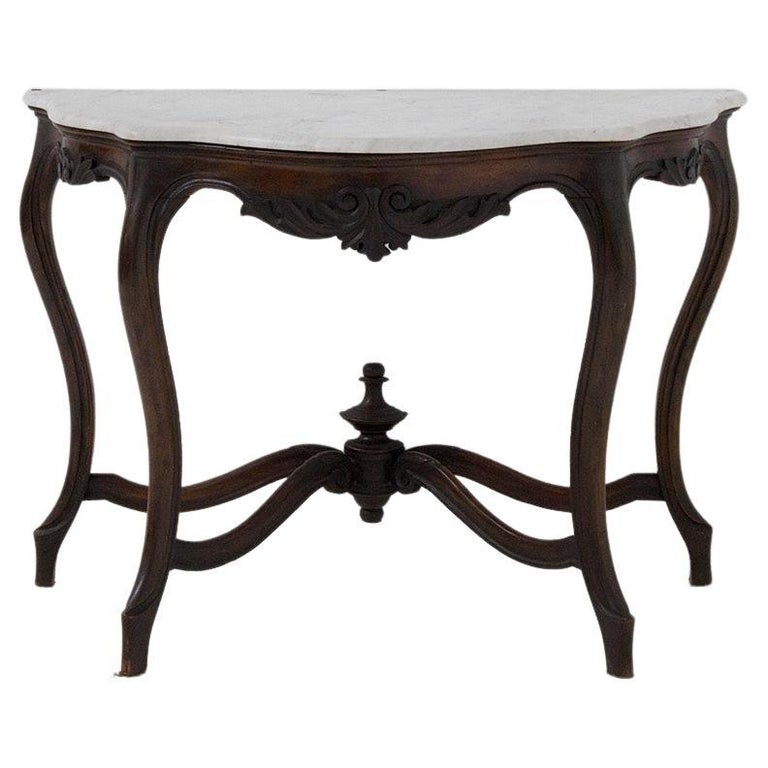 Antique Italian Console in Wood and White Marble For Sale at 1stDibs