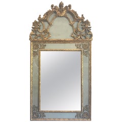 Antique Italian Eglomise Giltwood Wall Mirror For Sale at 1stDibs