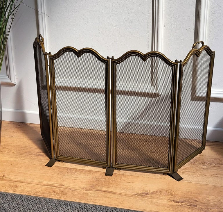 Antique Italian Gilt Brass Fireplace Screen or Fire Screen For Sale at ...