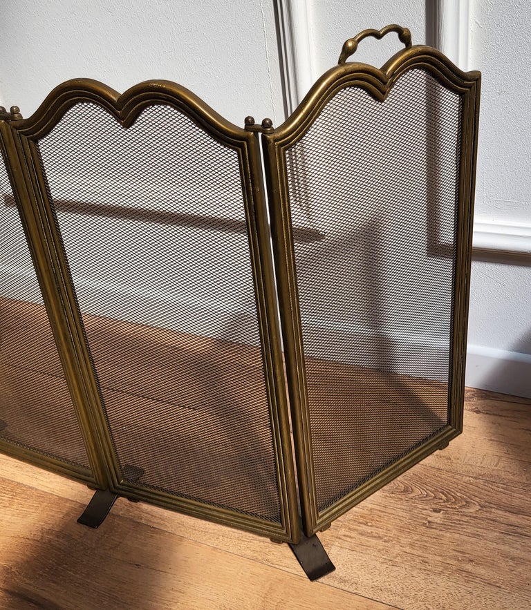 Antique Italian Gilt Brass Fireplace Screen or Fire Screen For Sale at ...