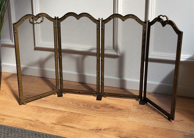Antique Italian Gilt Brass Fireplace Screen or Fire Screen For Sale at ...