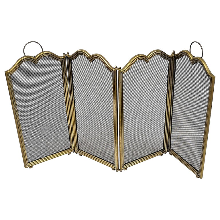 Antique Italian Gilt Brass Fireplace Screen or Fire Screen at 1stDibs