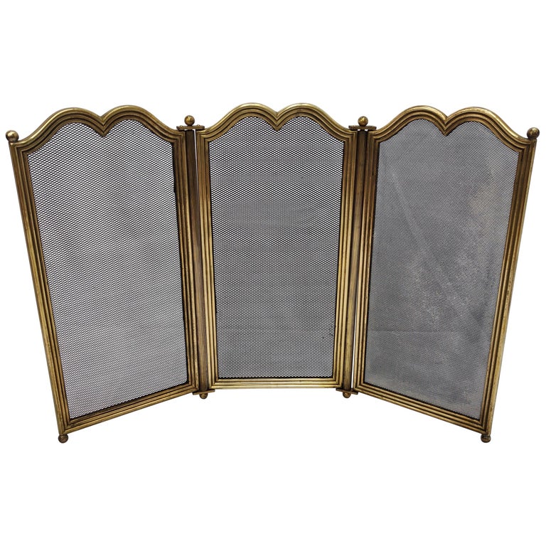 Antique Italian Gilt Brass Fireplace Screen or Fire Screen at 1stDibs