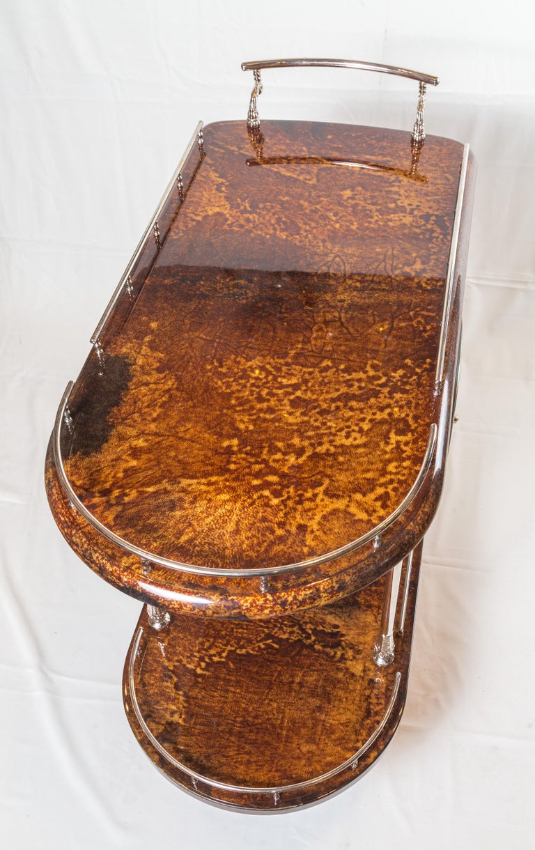 Antique Italian Goat Skin Bar Cart at 1stDibs