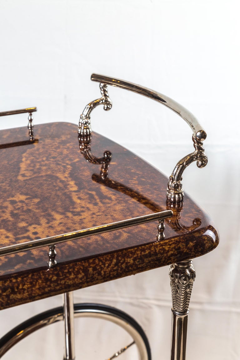 Antique Italian Goat Skin Bar Cart at 1stDibs