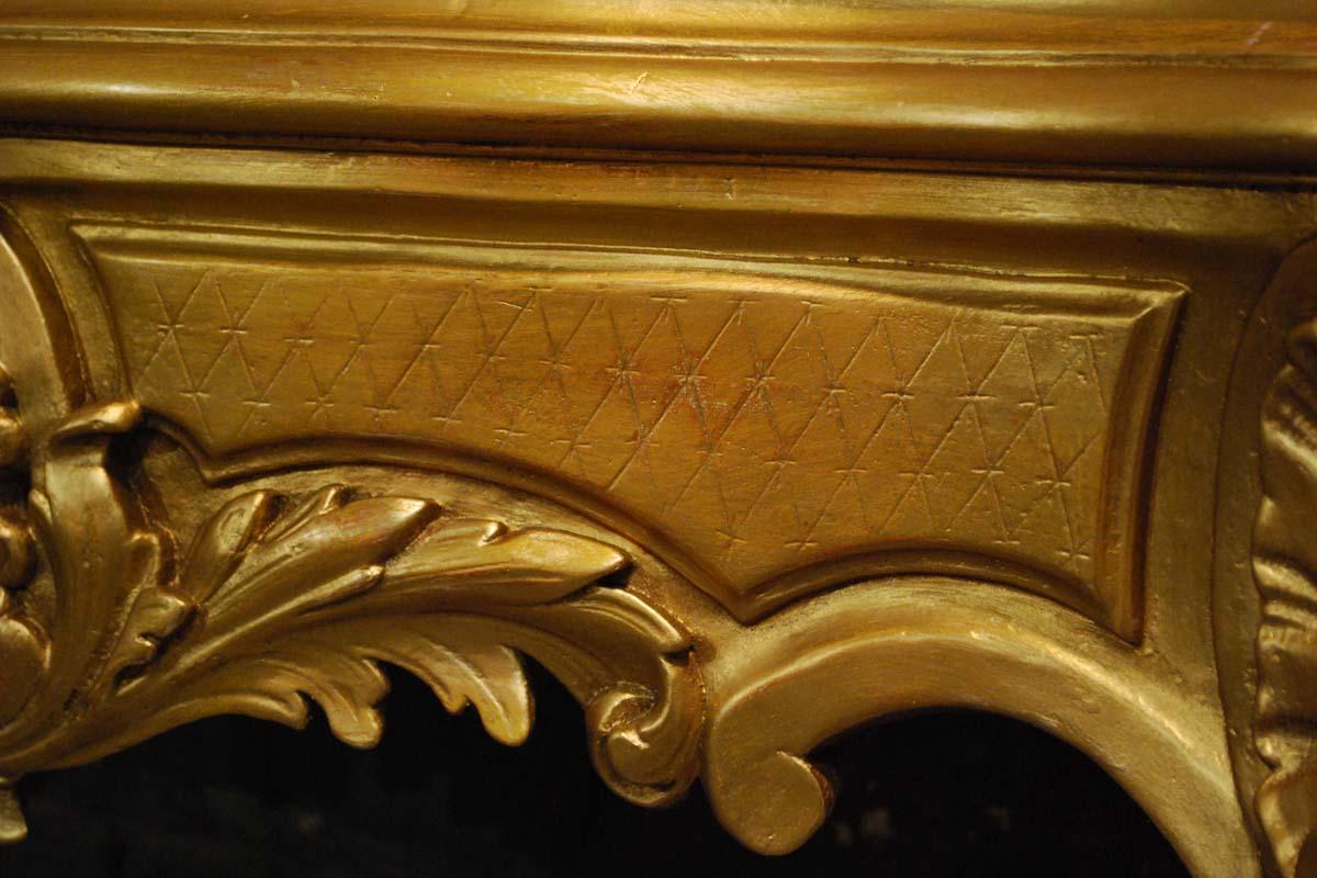 Antique Italian Gold Rococo Console Table With Bianca Rosa Marble Top ...