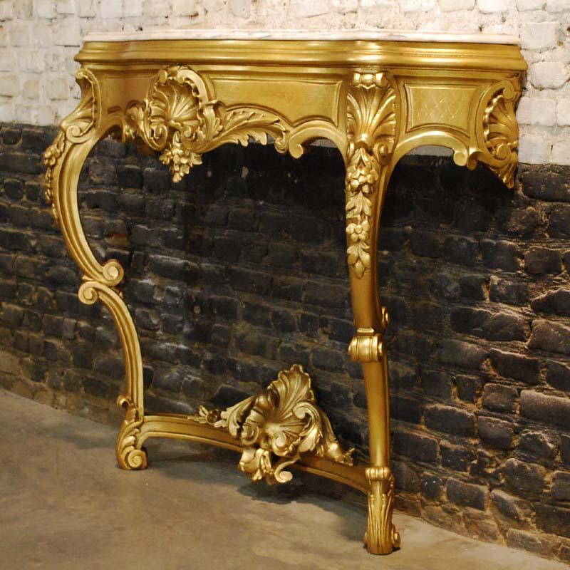 Antique Italian Gold Rococo Console Table With Bianca Rosa Marble Top ...