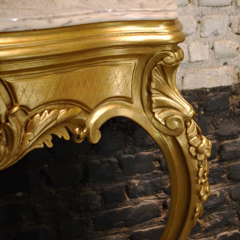 Antique Italian Gold Rococo Console Table With Bianca Rosa Marble Top ...